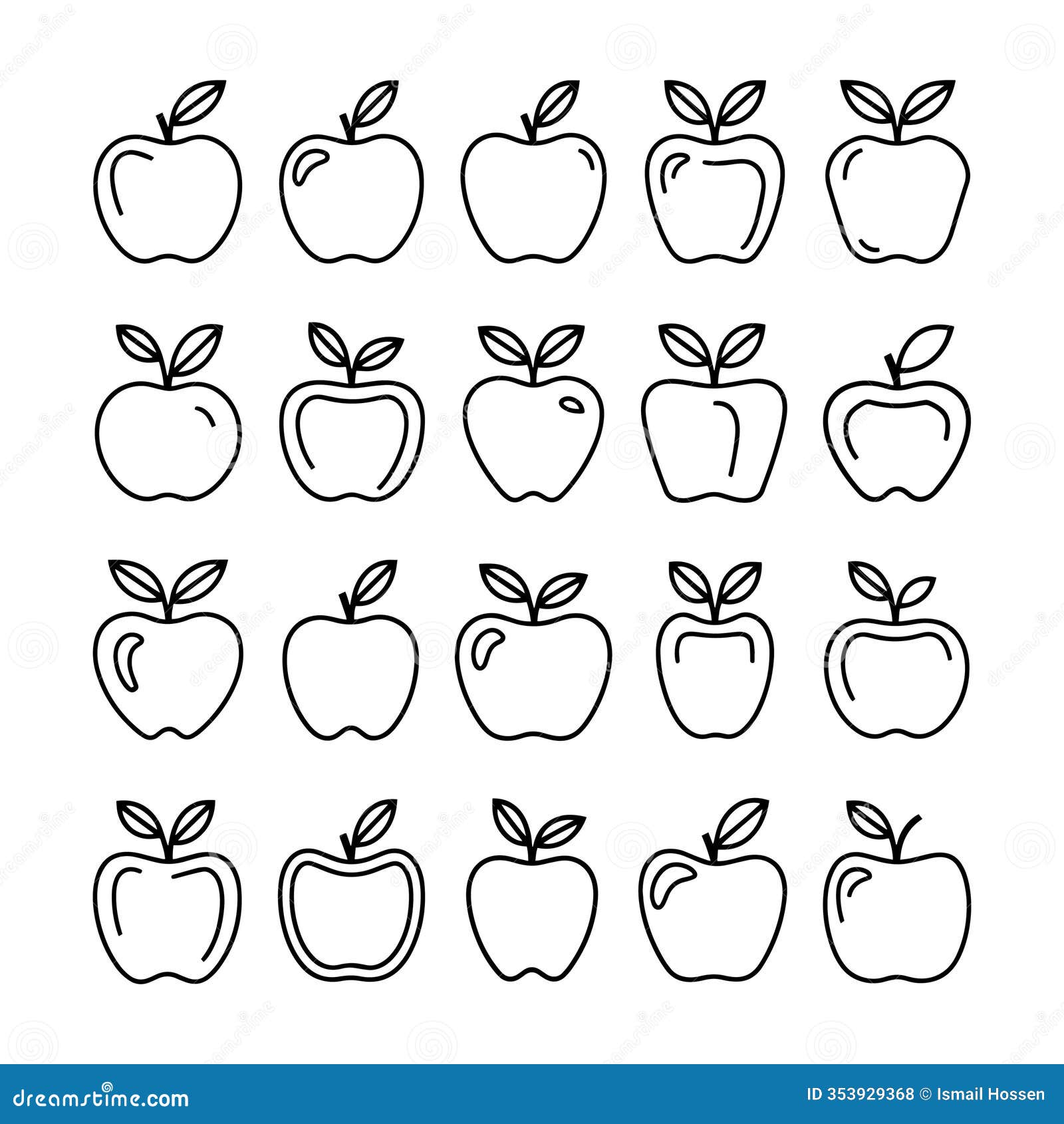 Exclusive Bundle of Apple Vector Art Illustrations on White Background ...