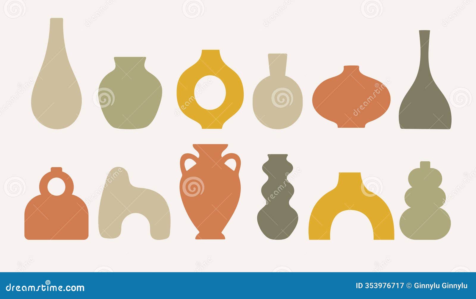 Ceramic Vase Icons Set in Flat Style. Modern Collection Ceramic Vases, Pots and Jugs in ...