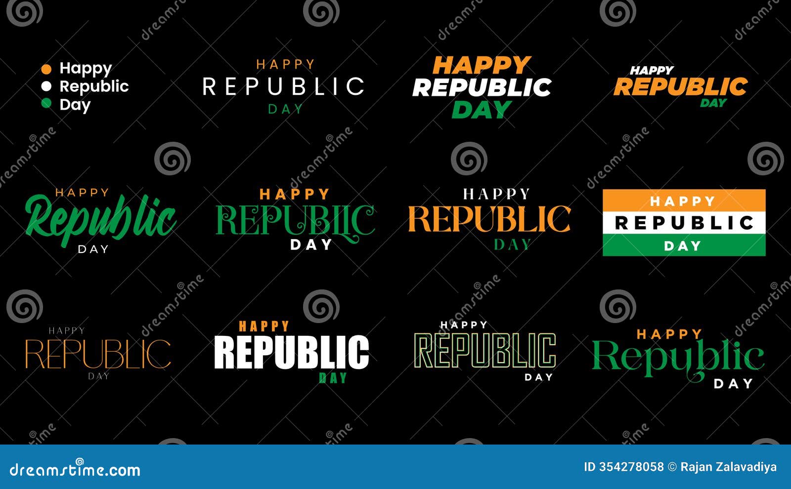 Happy Republic Day Calligraphy, Typography Set. Republic Day India Text ...