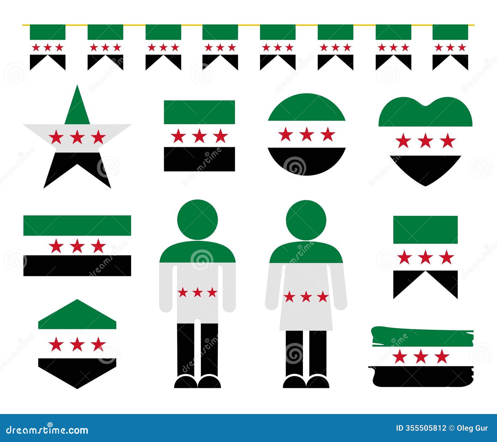 Syria Flag Logo. Isolated Syria Flag on White Background Stock ...