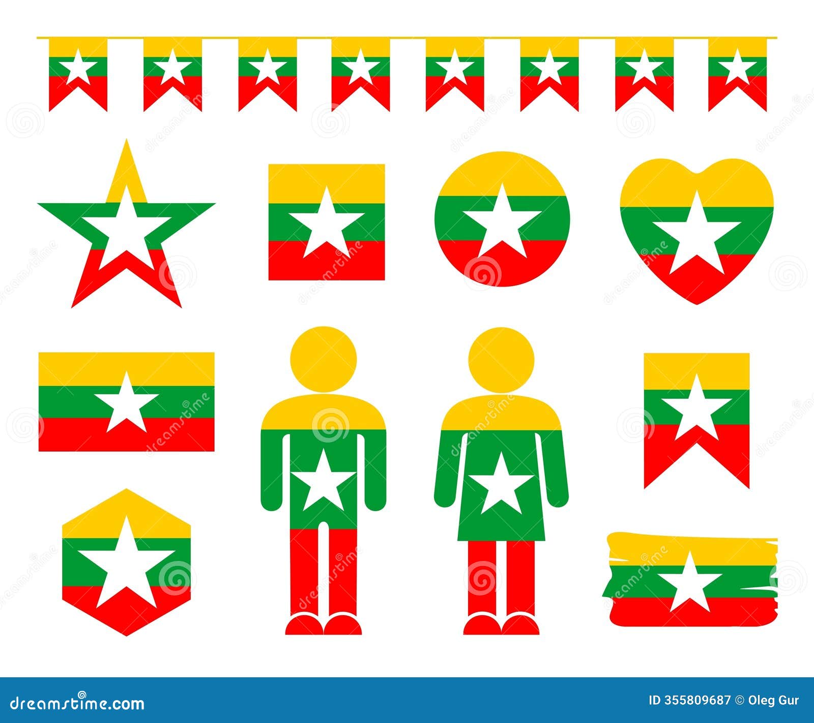 Myanmar Flag Icon. Trendy Modern Flat Linear Vector Myanmar Flag ...