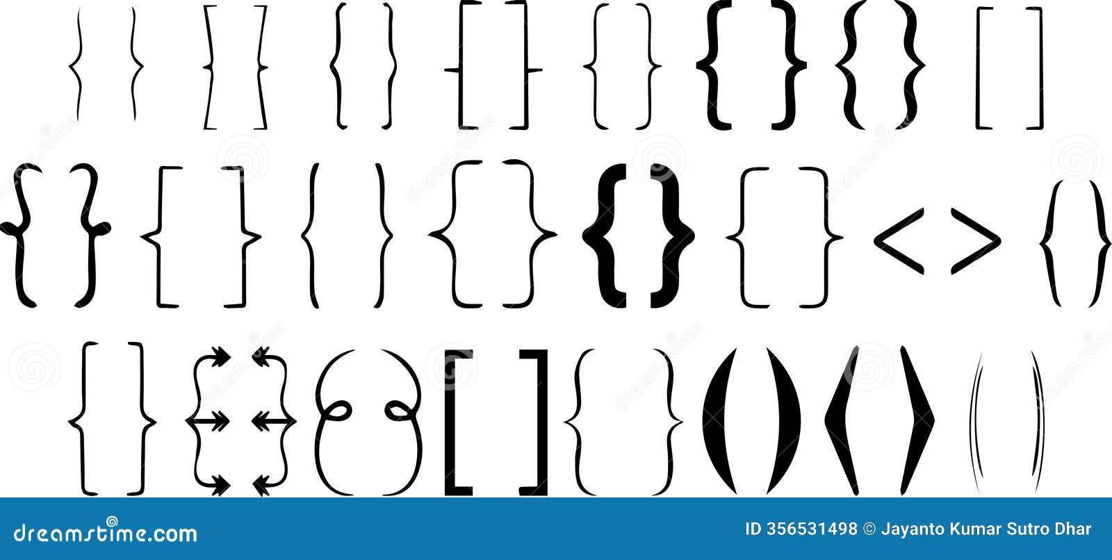 Bracket, Braces, Parentheses. Typography Set Of Curly Brackets Cartoon ...