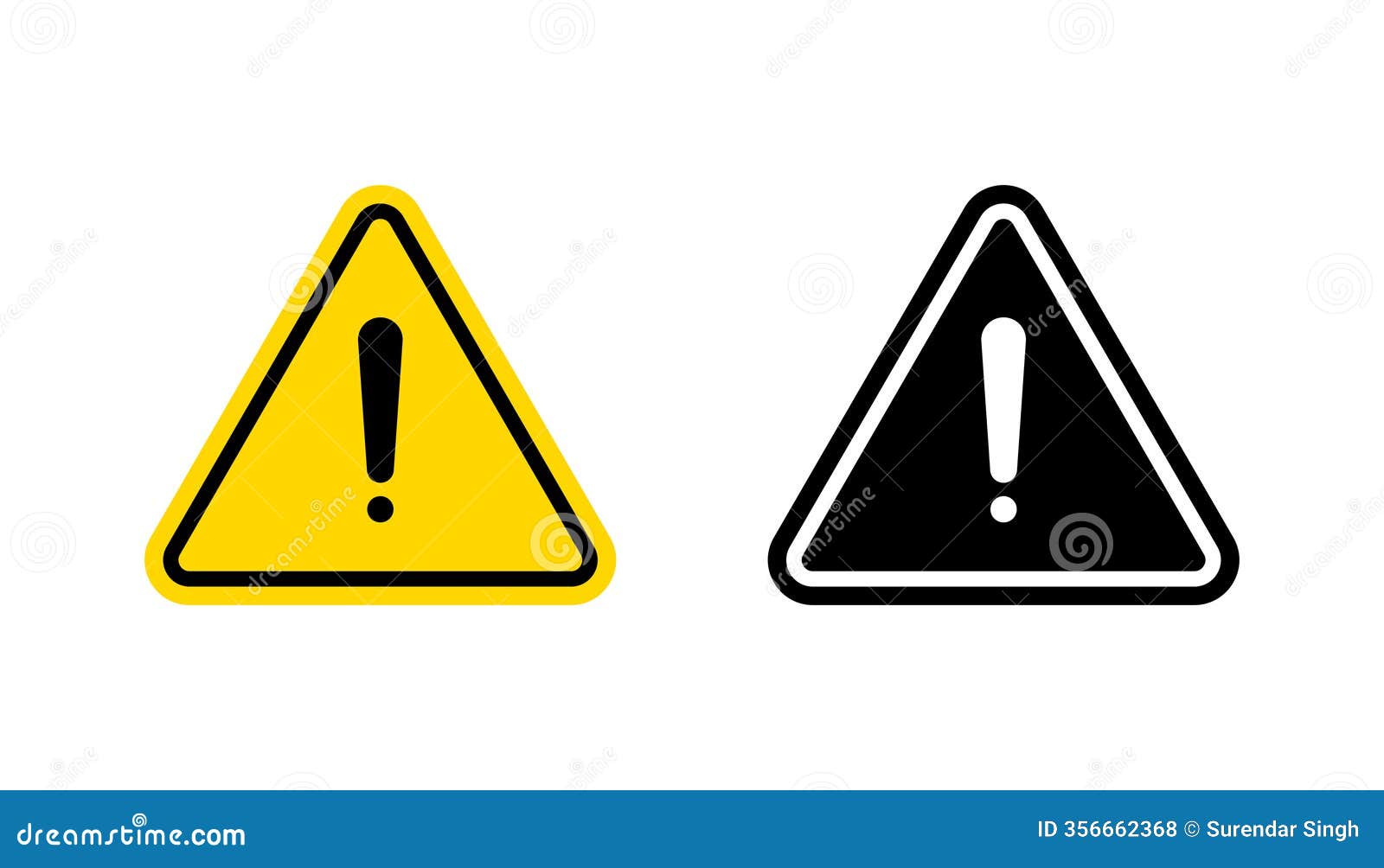 Set of Triangle Alert Warning Traffic Icon Sign. Yellow and Back ...
