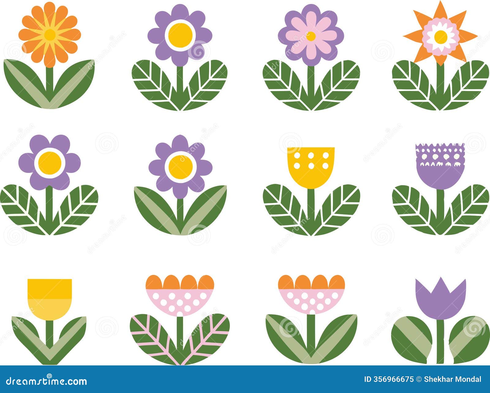 Botanical Floral Great Simple Design Illustrations. Stock Vector ...