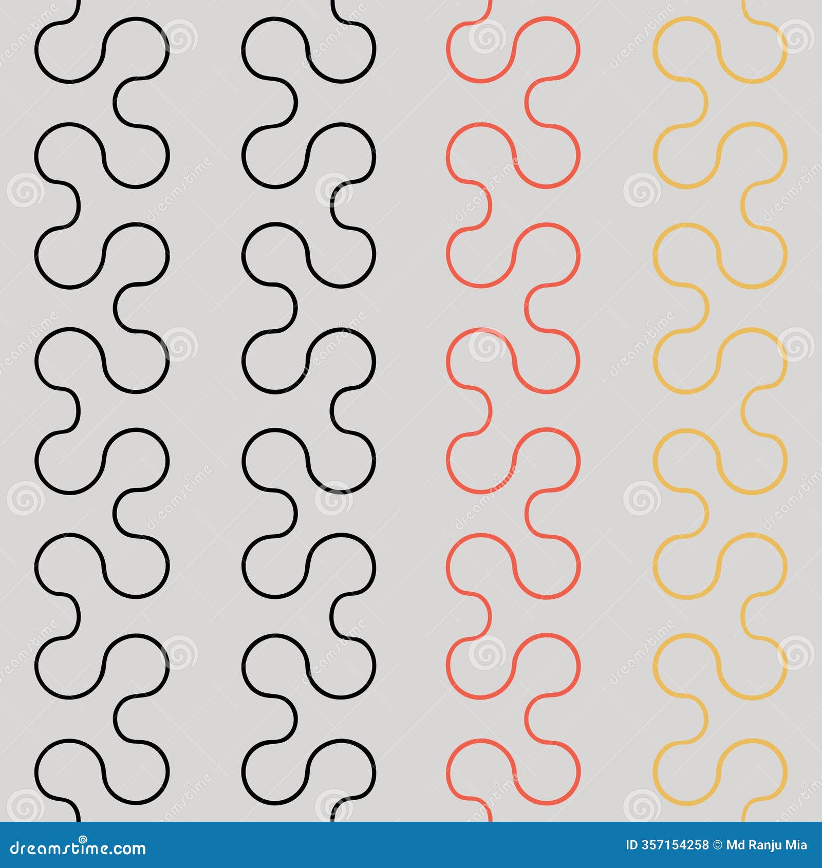 Geometric Curvy Waves Seamless Vector Pattern. Stock Vector ...