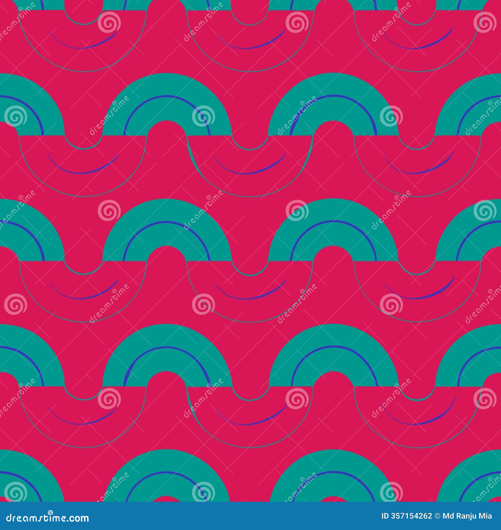 Geometric Curvy Waves Seamless Vector Pattern. Stock Vector ...