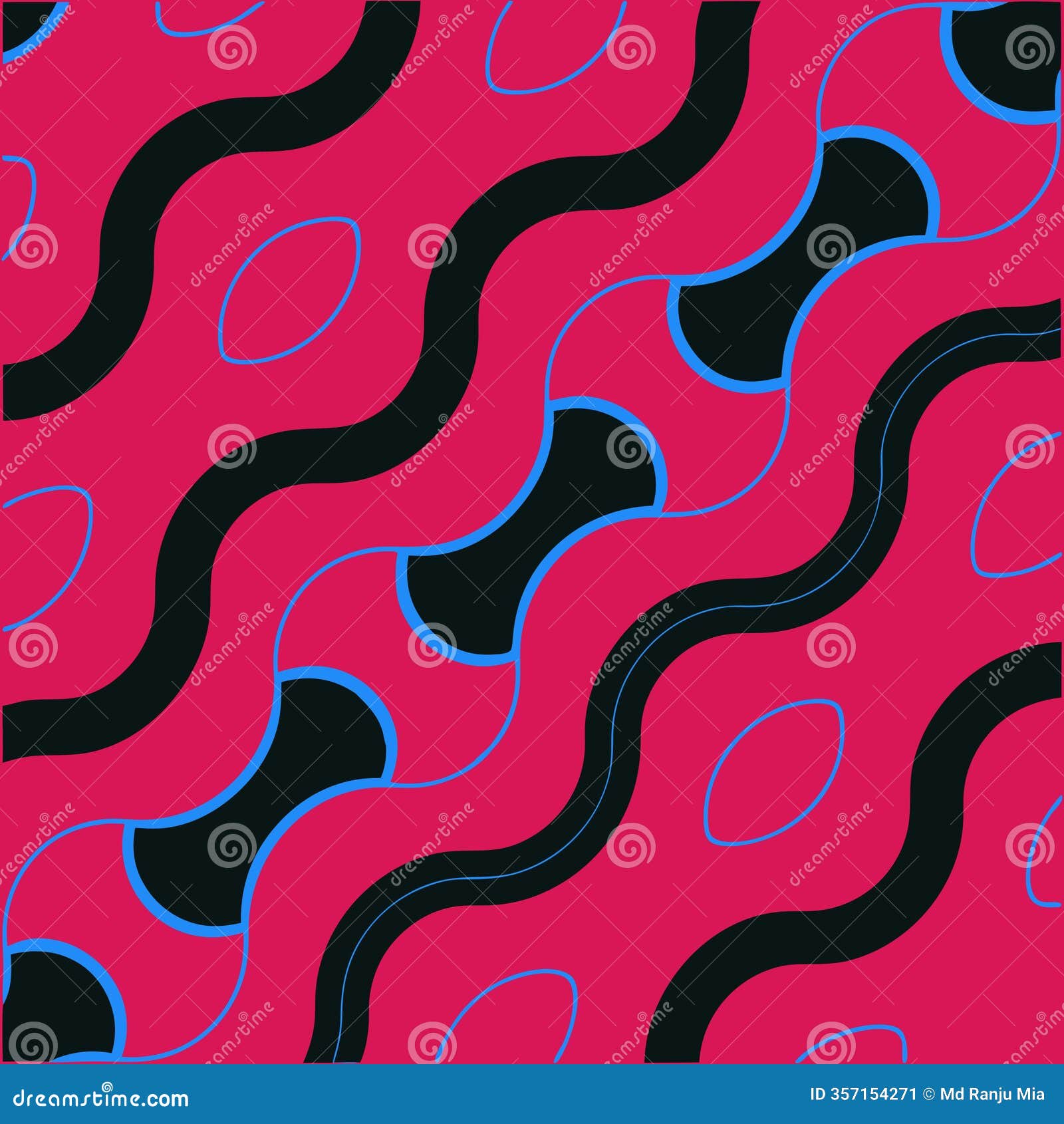 Geometric Curvy Waves Seamless Vector Pattern. Stock Vector ...