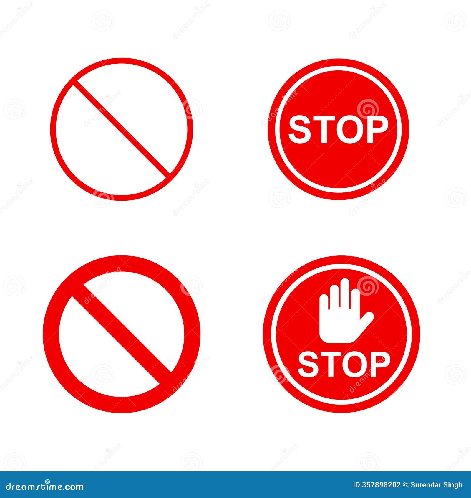 Set of Stop Street Icon Collection. Stop Sign and Badge Prohibition ...
