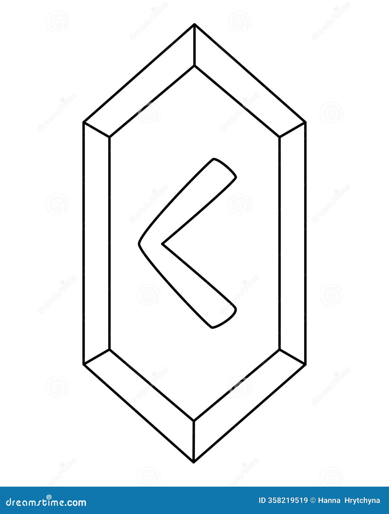 Rune Kano. Viking Letters. Kenaz Or Kaun. Wooden Doodle Style. A ...