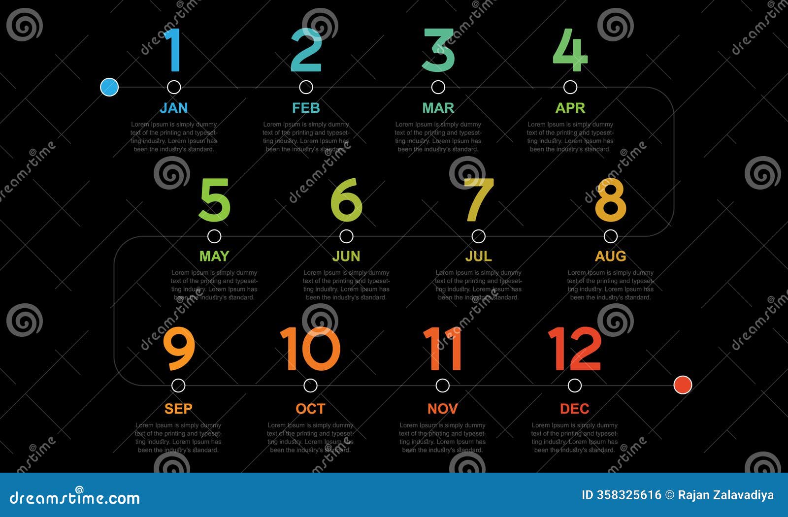 12 Step Timeline Journey, Simple Flat Year Plan Infographics. Business ...