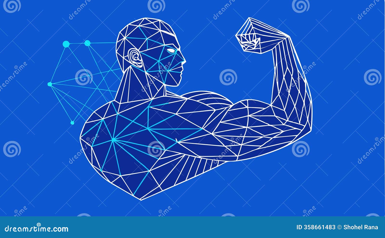Abstract Athletic Man Biceps Line Art with Geometric Patterns and ...