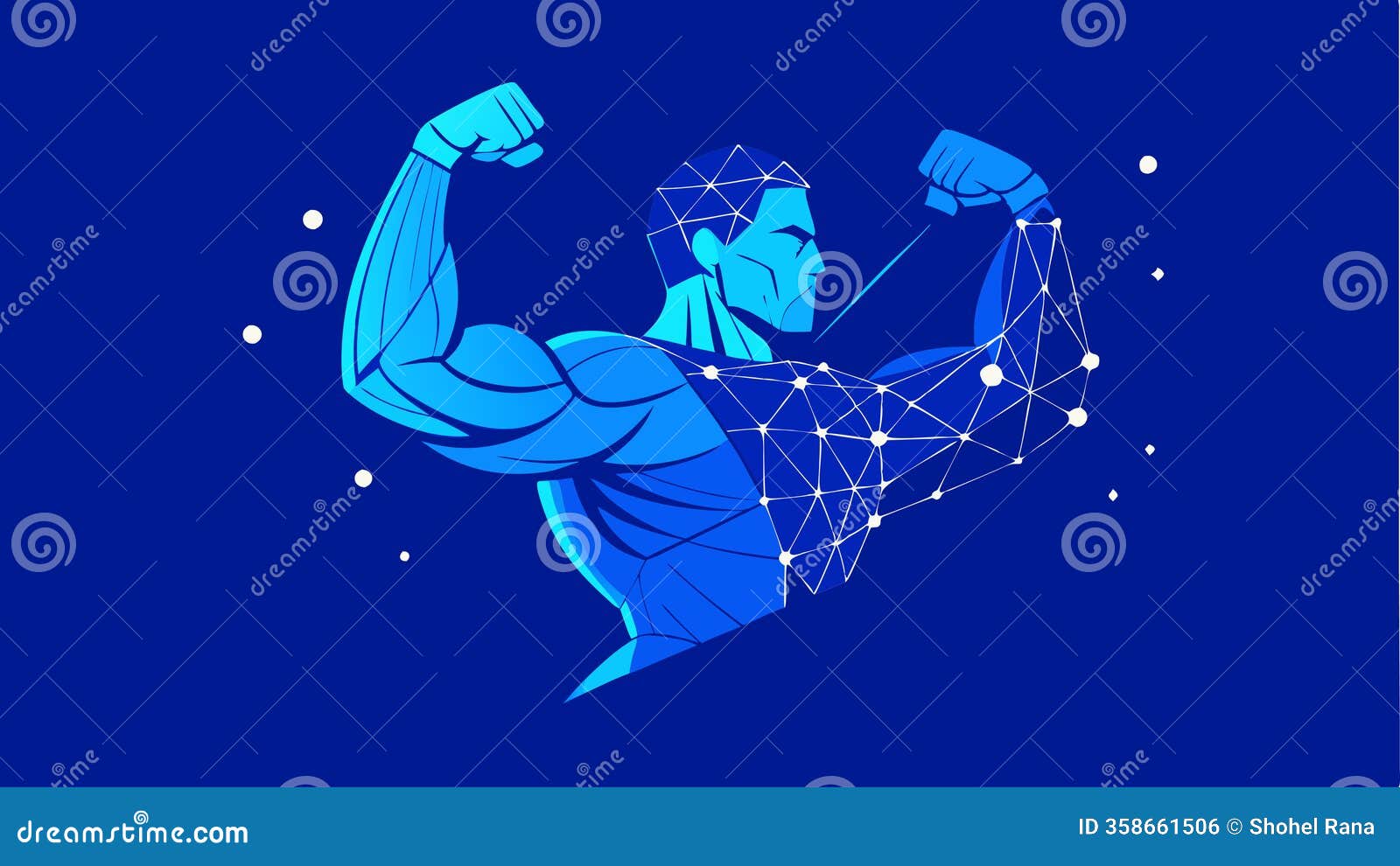 Abstract Athletic Man Biceps Line Art with Geometric Patterns and ...