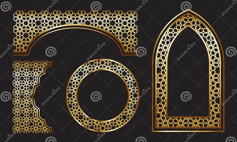 Gold Arch Frame Festive Islamic Decoration Stock Vector - Illustration ...