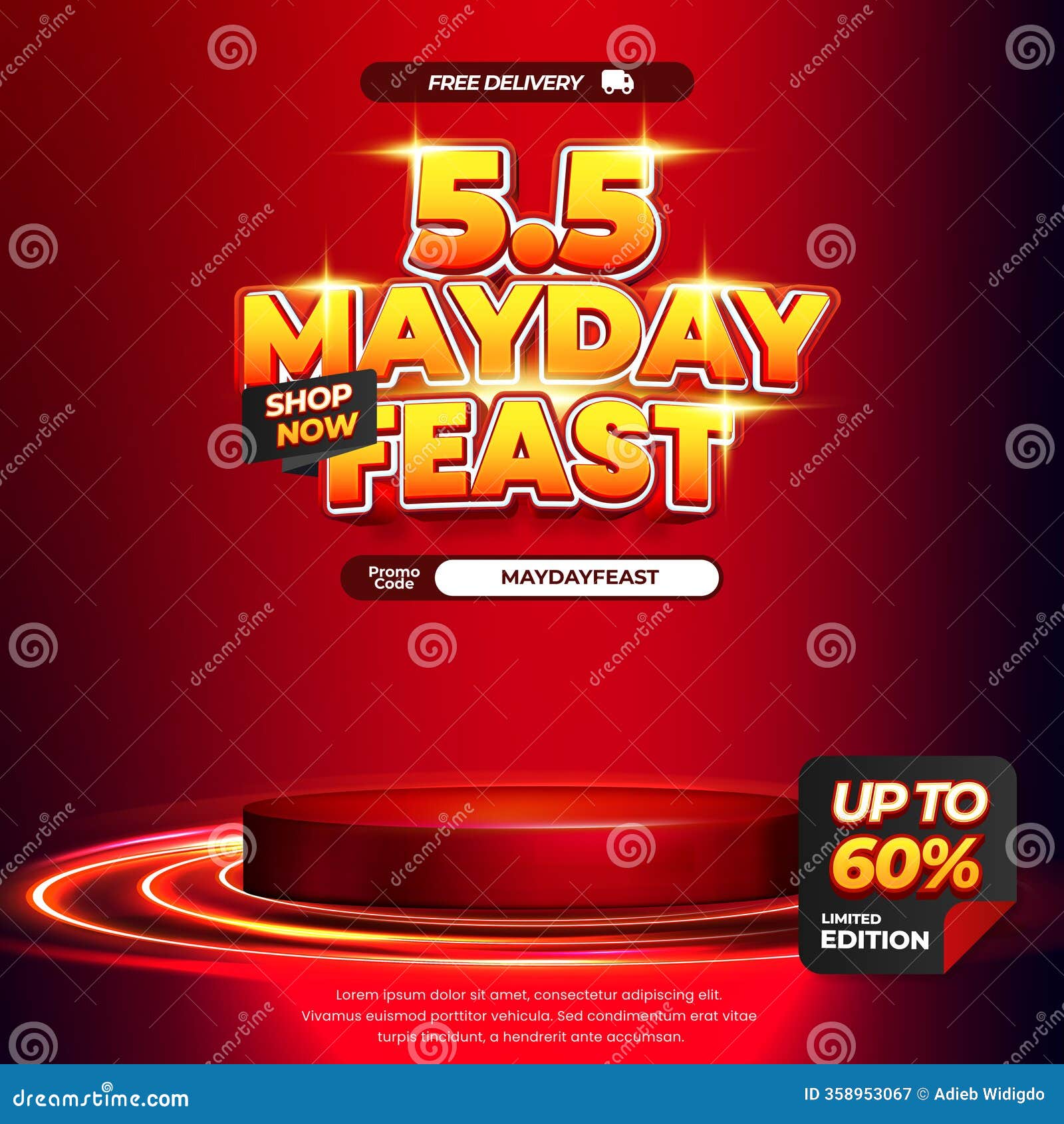 5.5 May Day Shopping Sale Discount Deals Exclusive Red Gradient ...