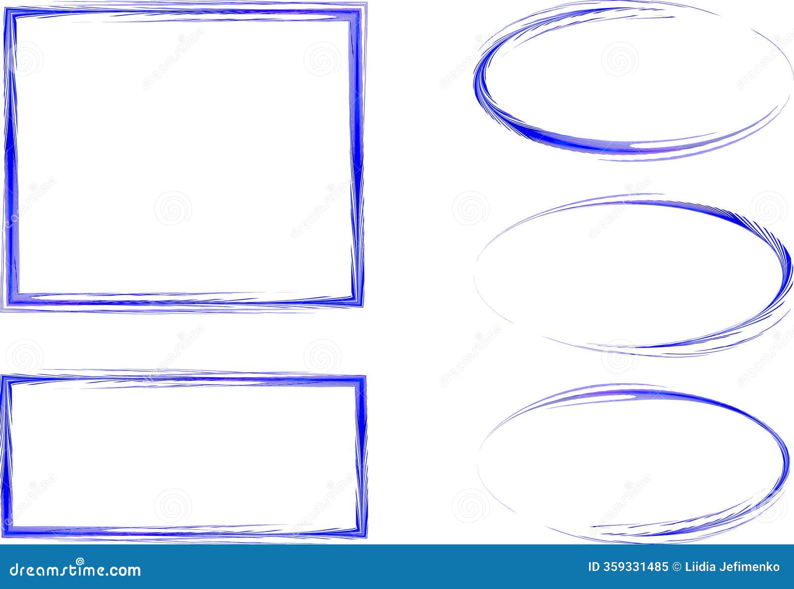 Blue Art Doodle Stroke Frames Collection Set Vector Stock Vector ...