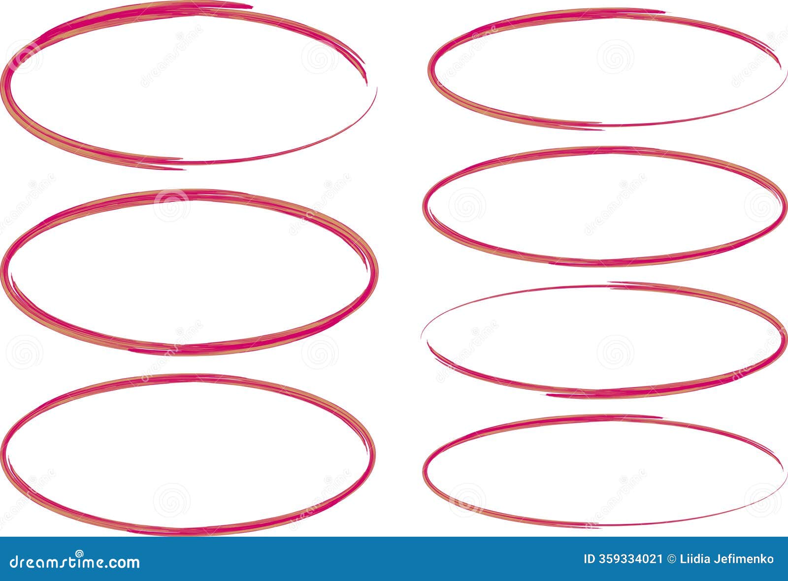 Bright Red Color Circle Stroke Doodle Ellipses Stock Vector ...