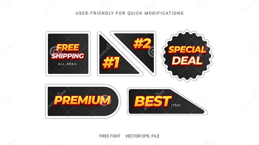 Title: Premium Free Shipping and Special Deal Stickers – Bold, Editable ...