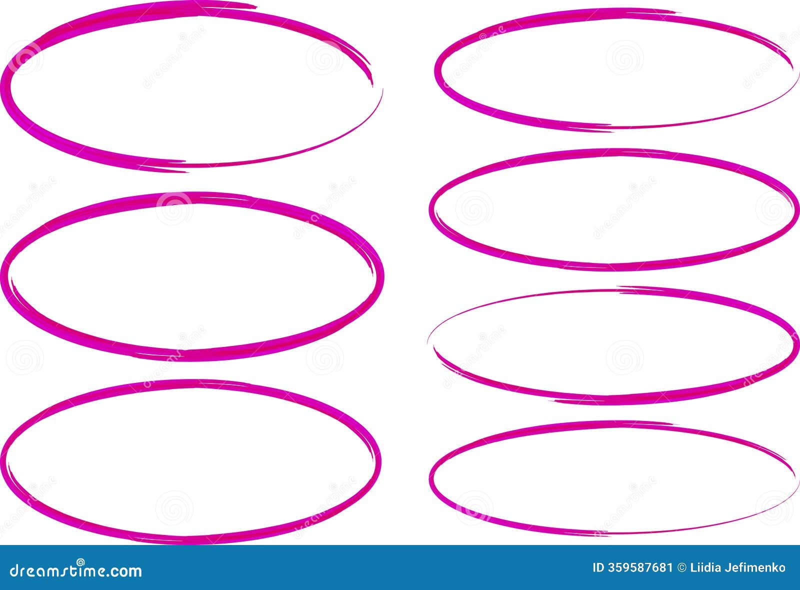 Fuchsia Pink Color Circle Stroke Doodle Ellipses Stock Illustration ...