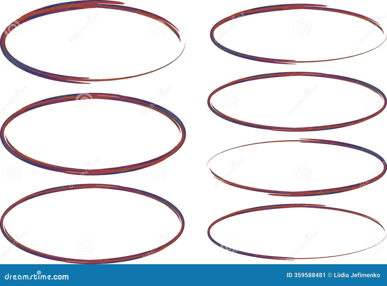 Blue Brown Mix Circle Stroke Doodle Ellipses Stock Illustration ...