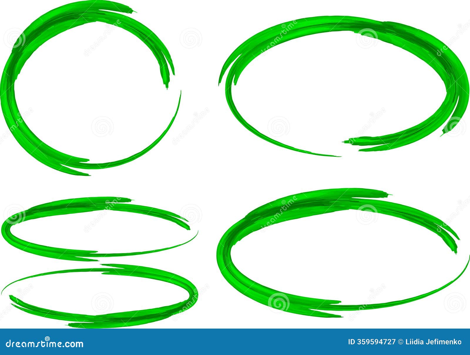 Grass Green Decorative Circle Frames Set Stock Illustration ...