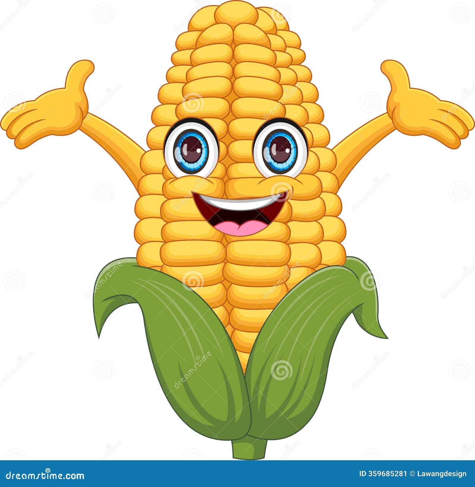 Sweet Corn Cartoon With Hands Vector Illustration | CartoonDealer.com ...