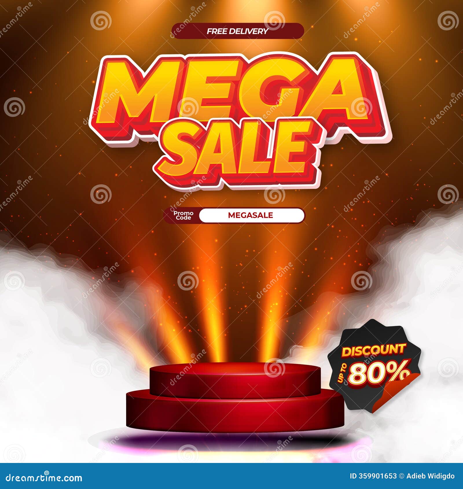 Mega Sale Promotional Banner with Bold Text, Fiery Background, and ...