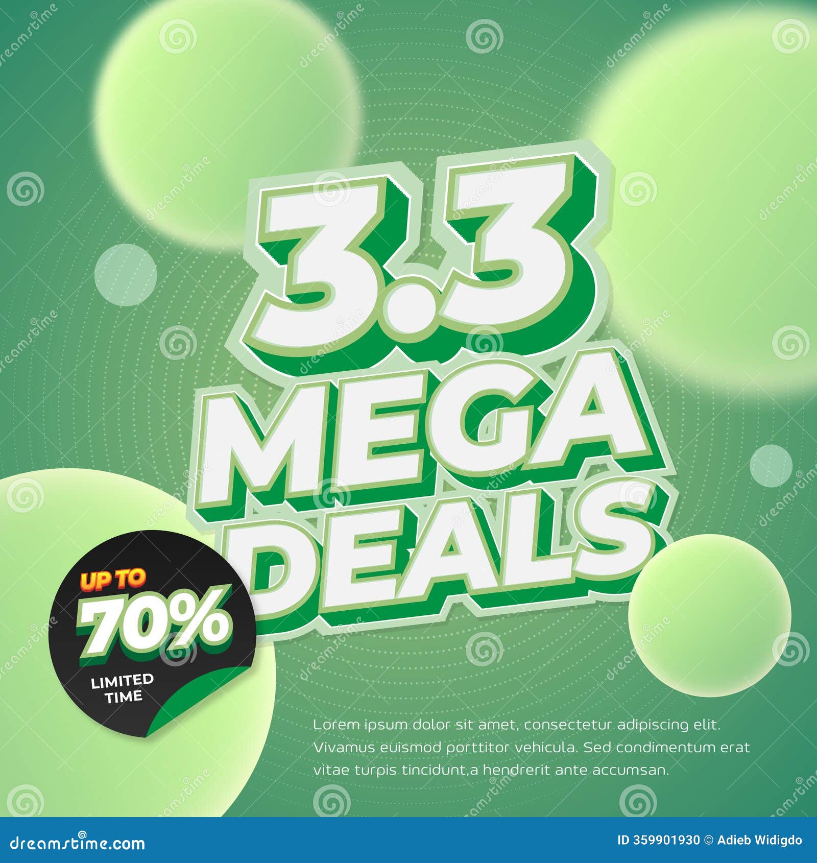 3.3 Mega Deals - Exciting Green Promotional Graphic for E-Commerce ...
