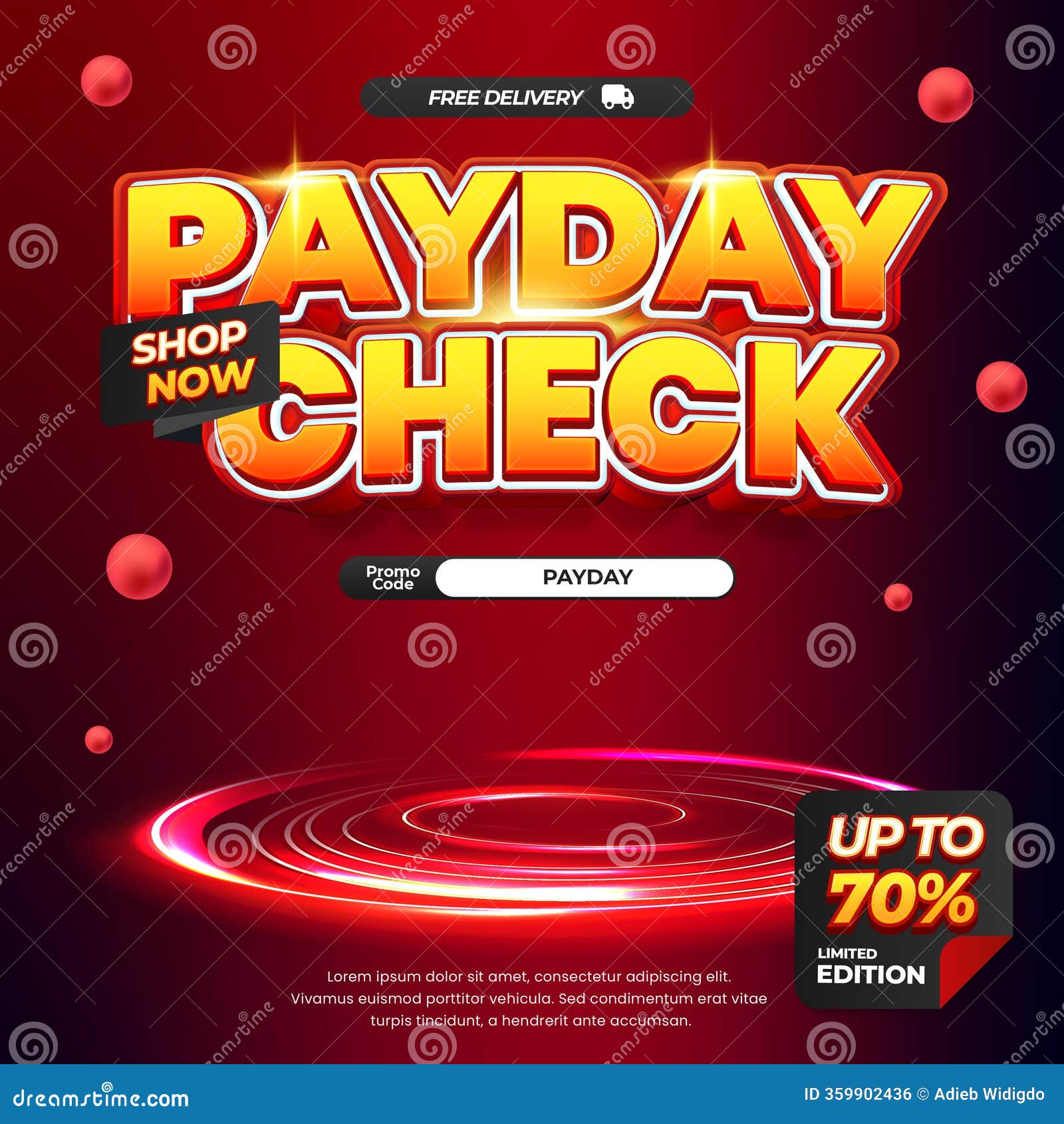 Payday Check Shopping Discount Promotion with Red Background and ...