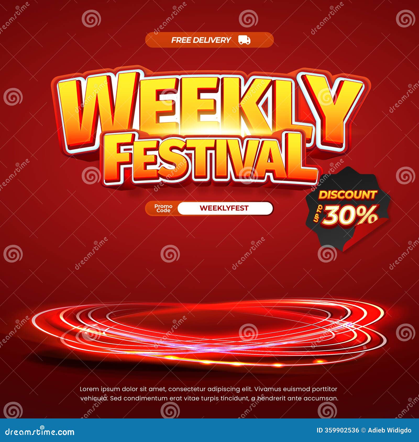 Weekly Festival Shopping Event Promotion with Neon Glowing Red ...