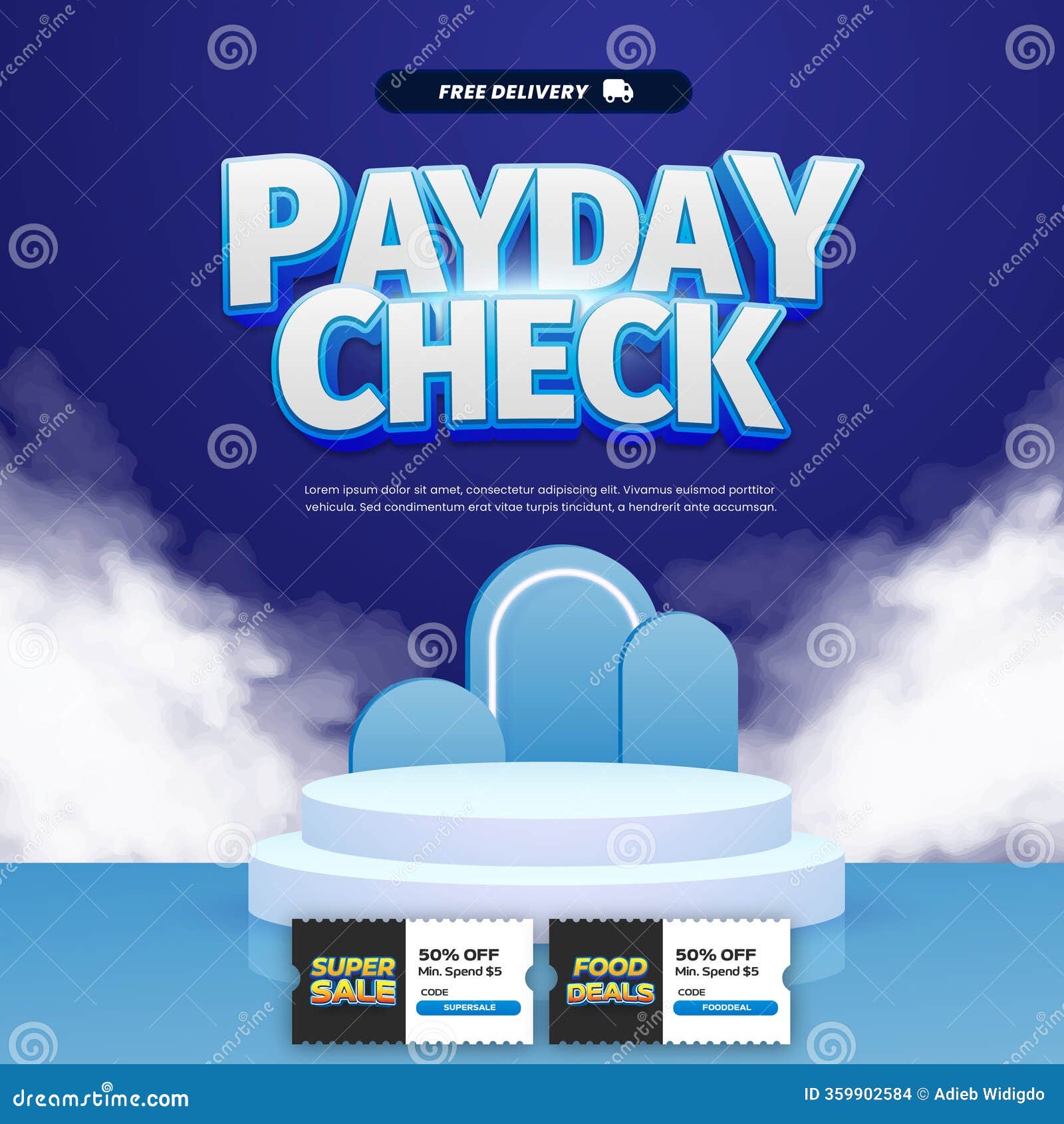 Payday Check Sale Promotion Digital Banner with Coupons and Modern ...