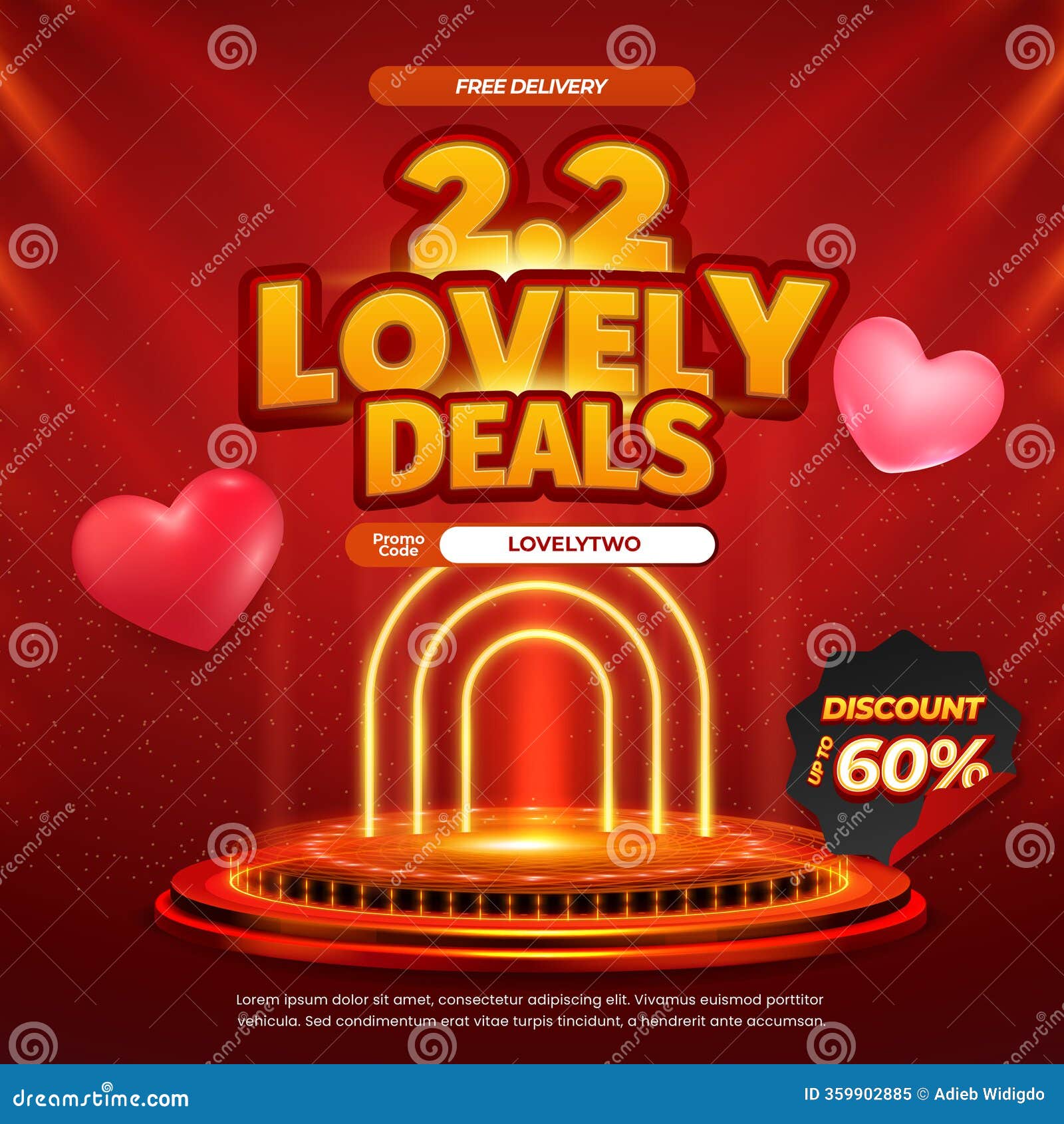 2.2 Lovely Deals – Valentine S Day Sale Promotion with Neon and Hearts ...