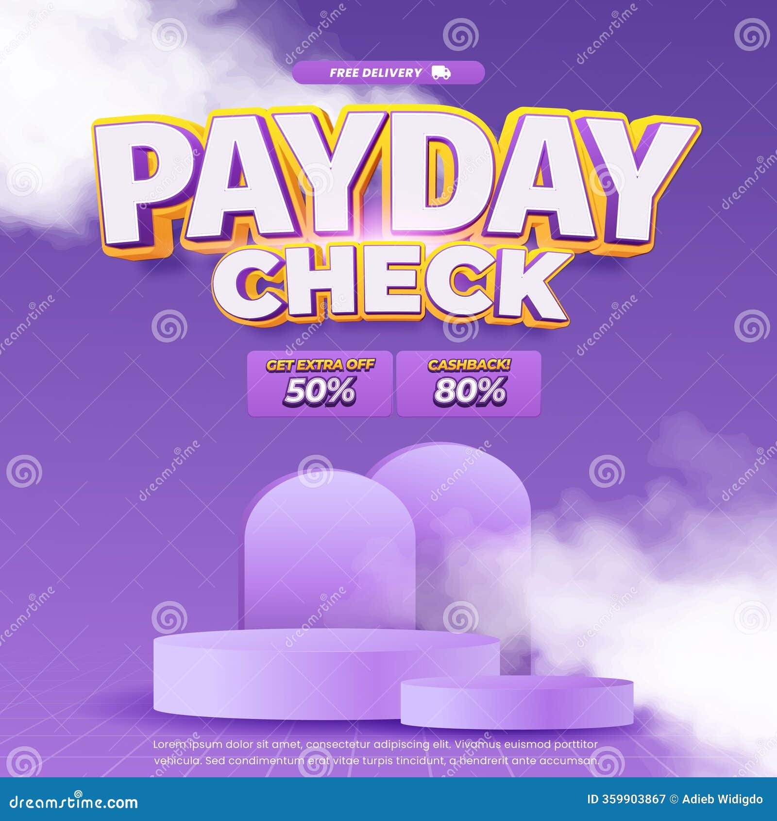 Payday Check Deals Promotional Sale Banner Futuristic Purple Background ...