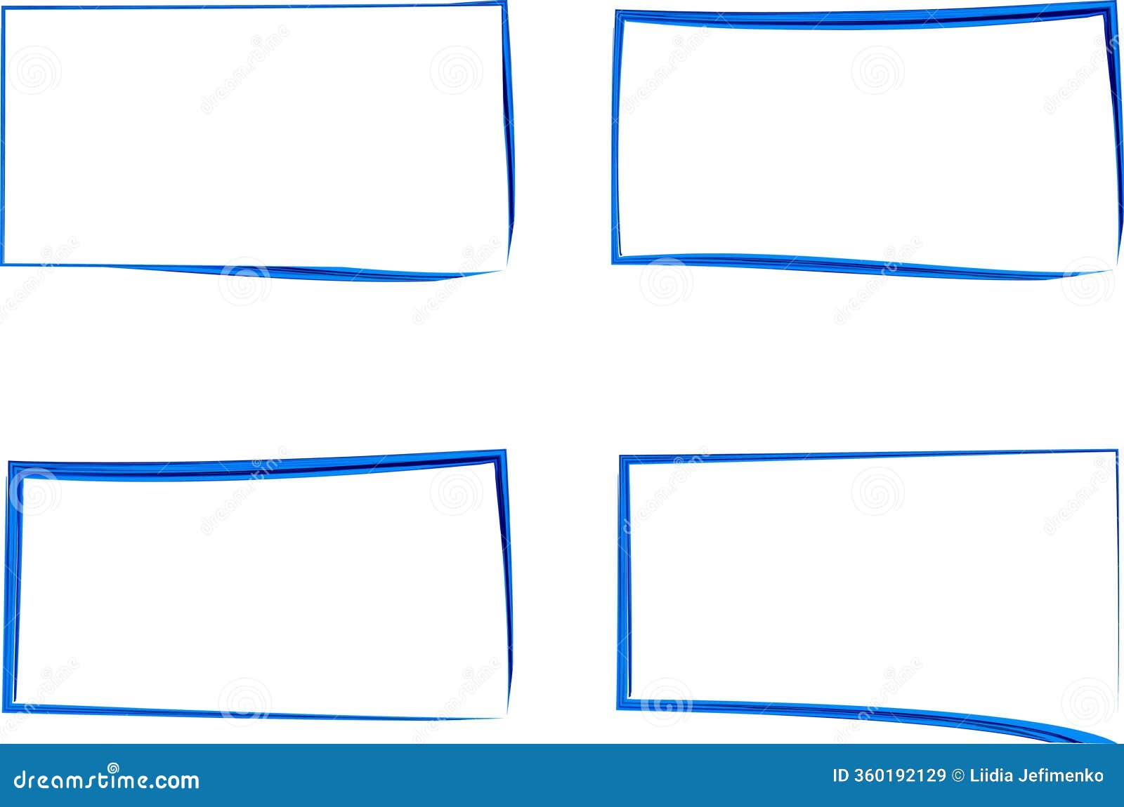 Dark Blue Different Irregular Curved Rectangles Set Stock Illustration ...