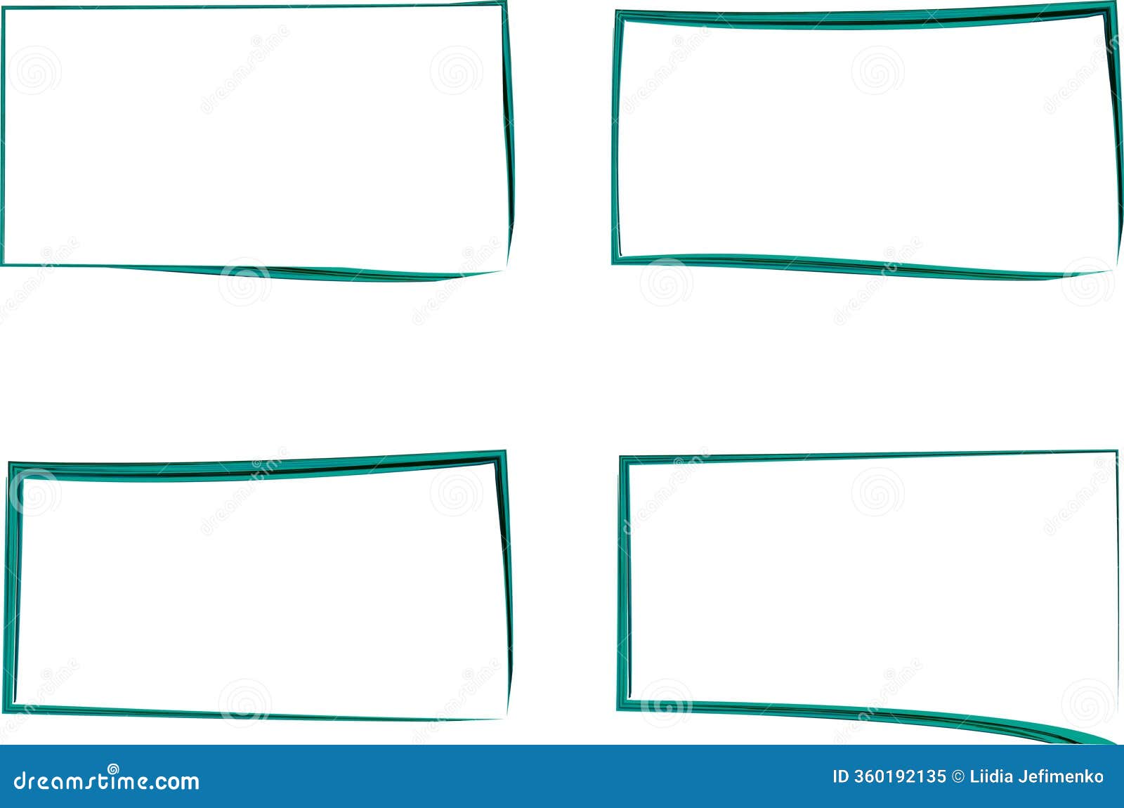 Dark Green Different Irregular Curved Rectangles Set Stock Illustration ...