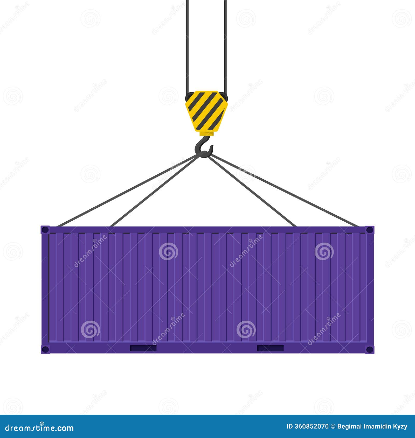 Purple Cargo Container Hanging On A Crane Hook. Stock Illustration ...
