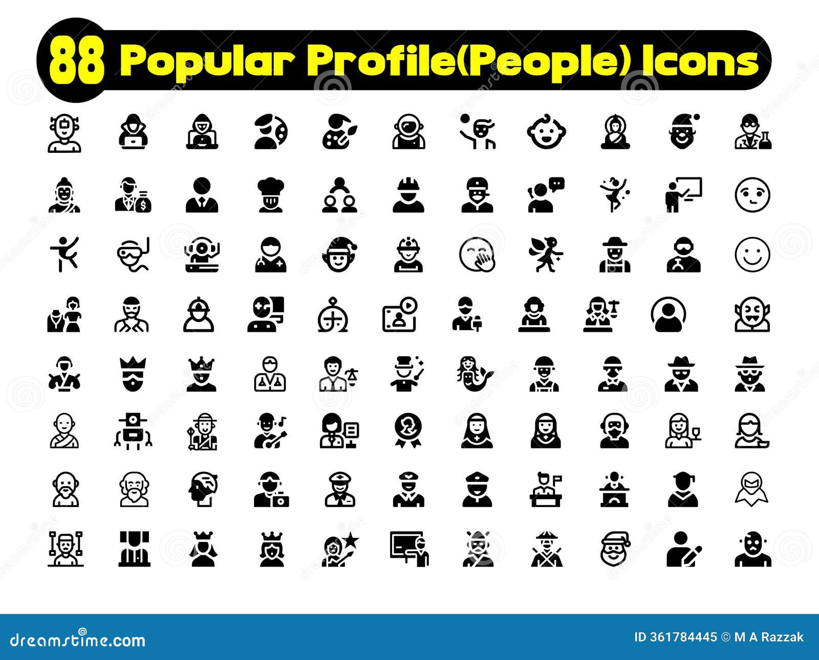 Most Popular and Profile Useable People Icon Set Stock Illustration ...