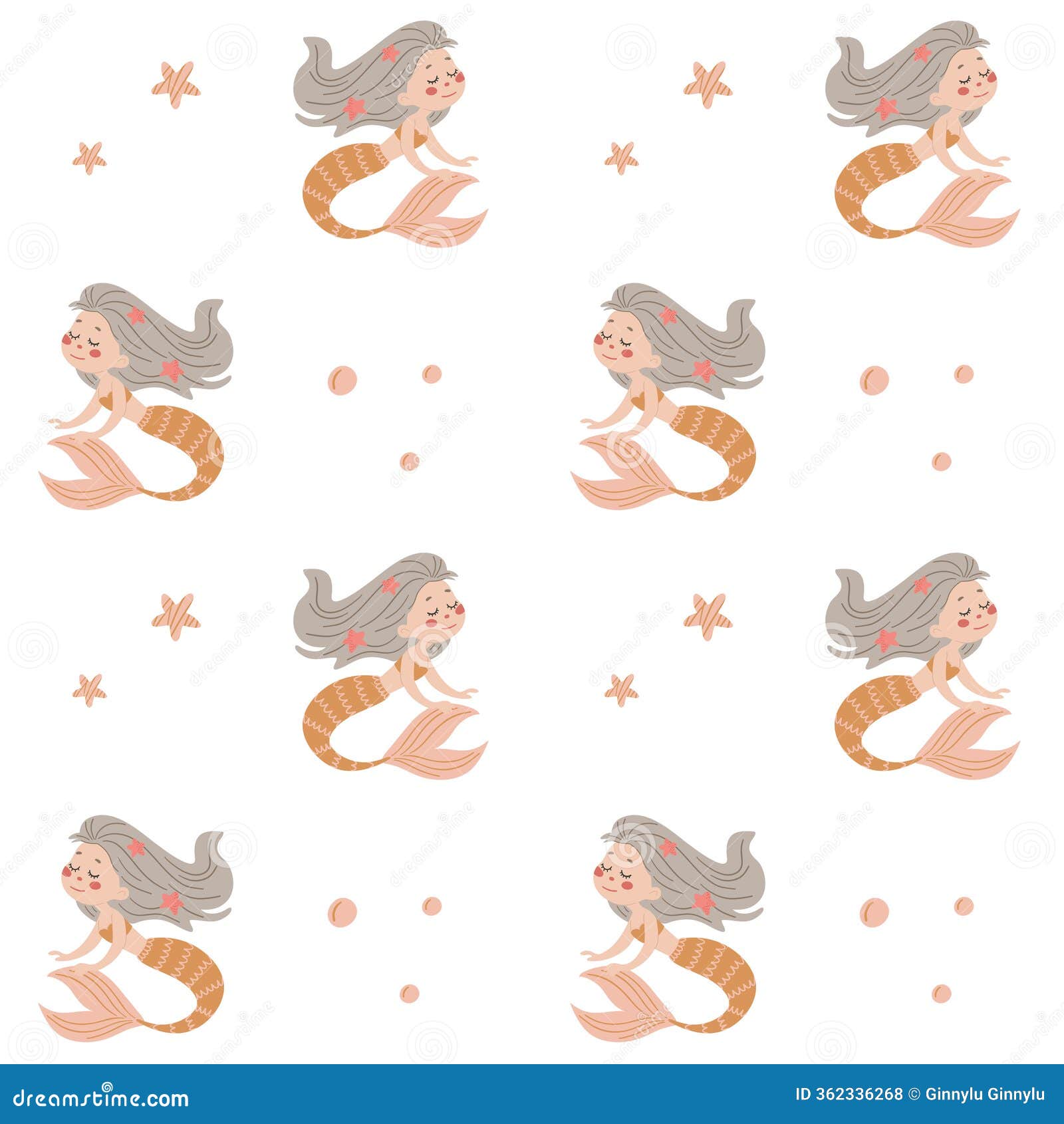 Cartoon Mermaids, Water Nymphs With Fish Tails Underwater Holding Sea ...