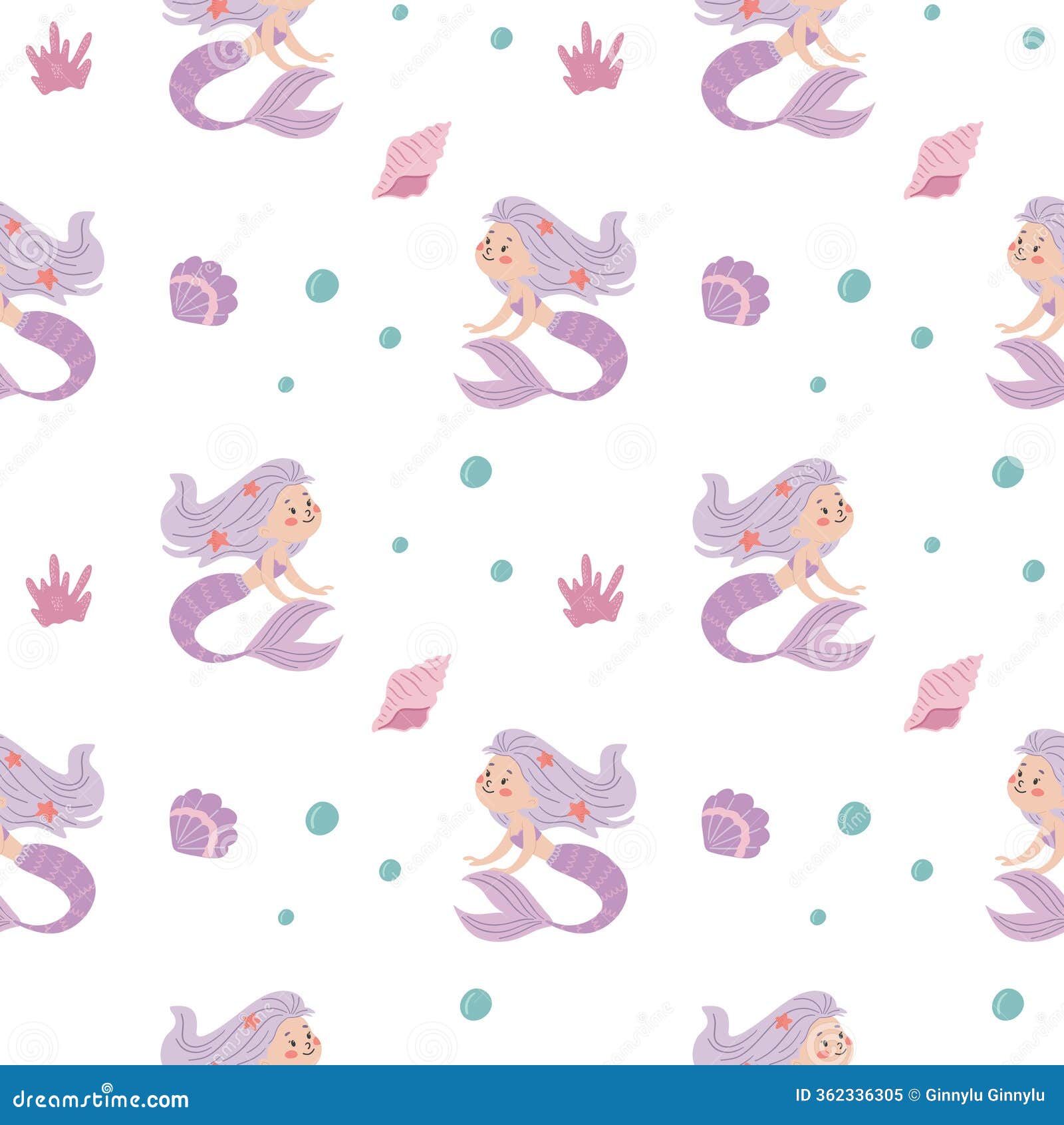 Cartoon Mermaids Set. Mermaid Girl And Fish, Cute Birthday Funny ...