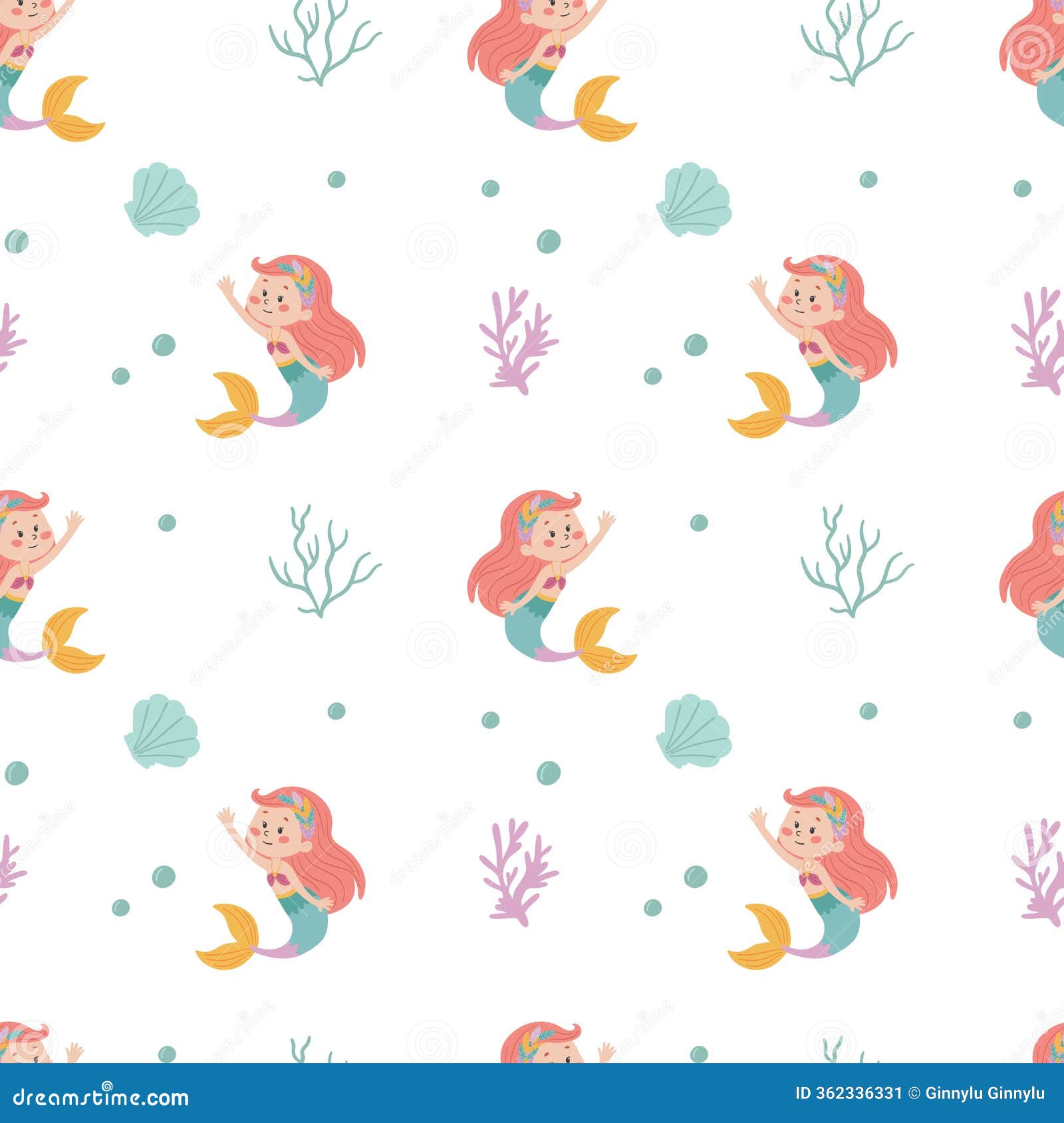 Cartoon Mermaids Set. Mermaid Girl And Fish, Cute Birthday Funny ...