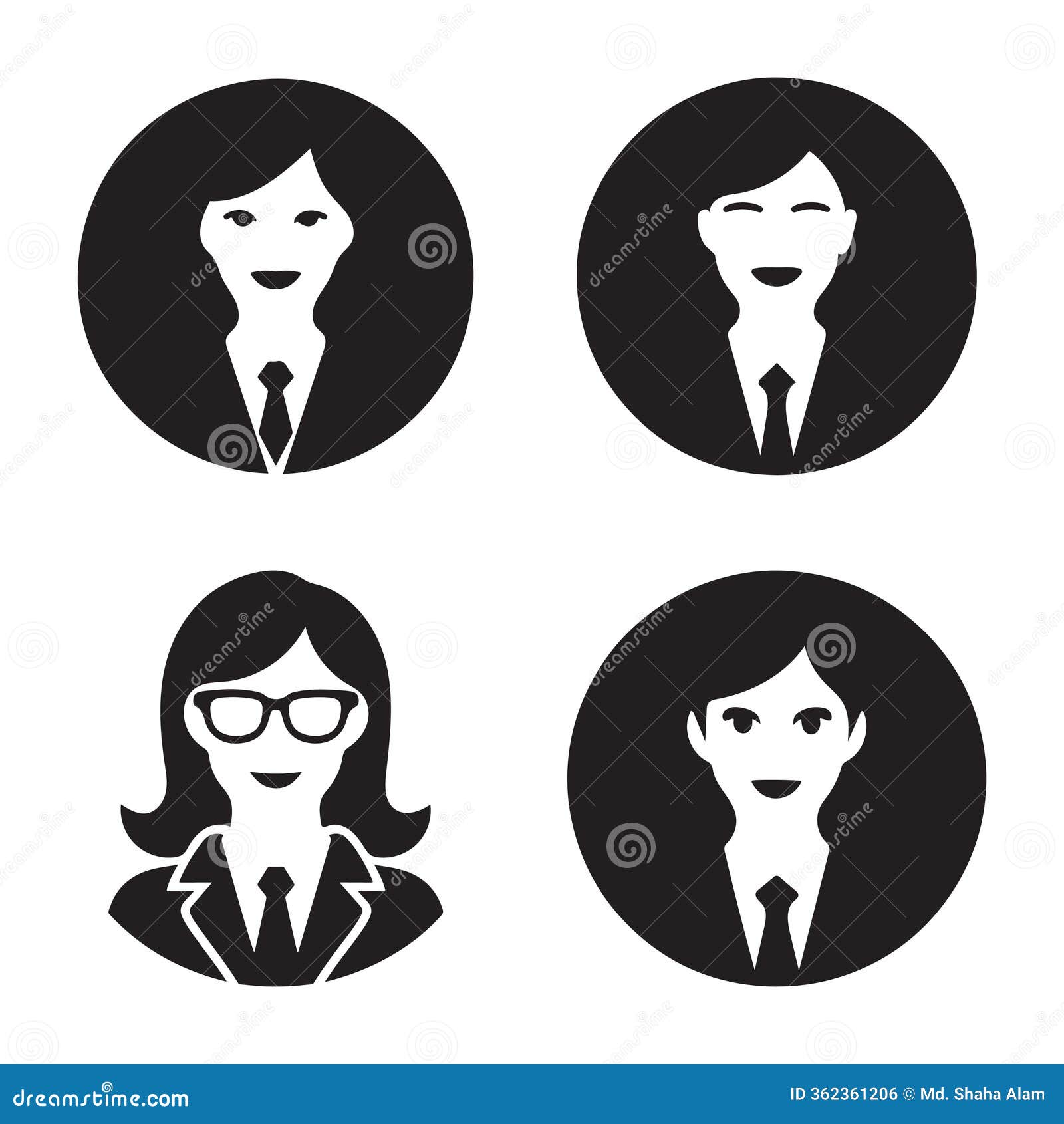 Black Avatars Business Woman Icon Symbol Sticker Silhouette Vector ...