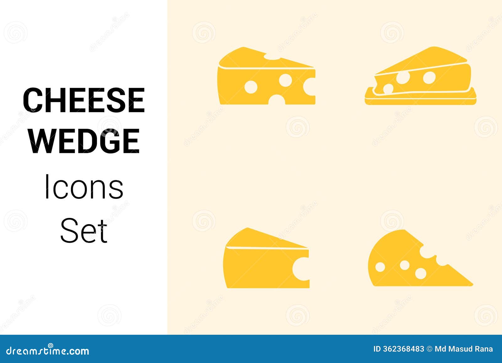 Cheese Wedge Icons Set. Editable Vector Icon Stock Illustration ...