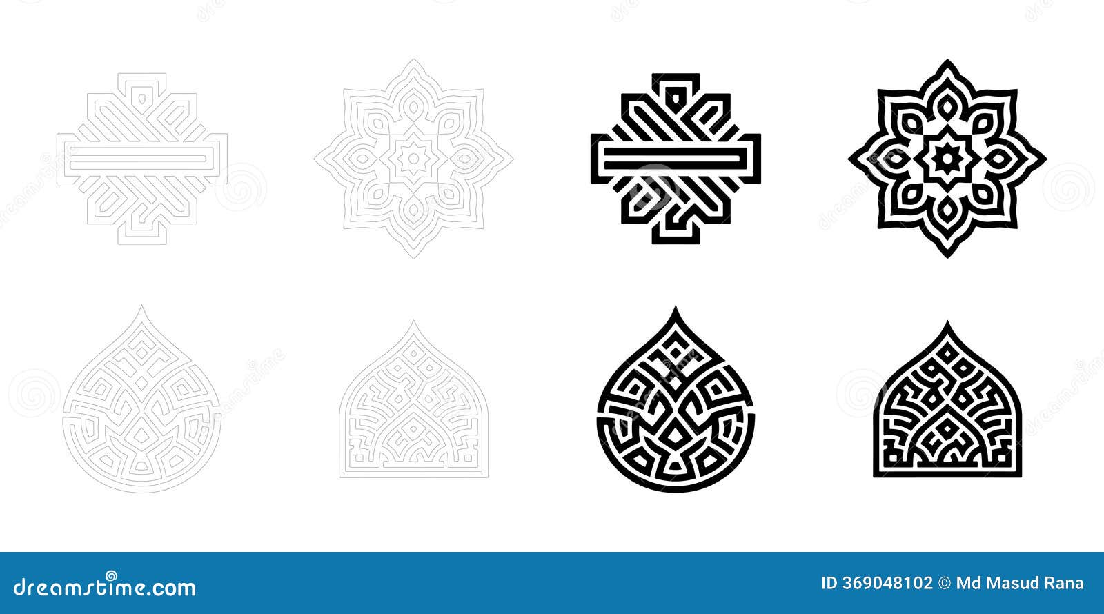 Islamic Shapes Ramadan Window Frame Design. Turkish And Indian Vector ...