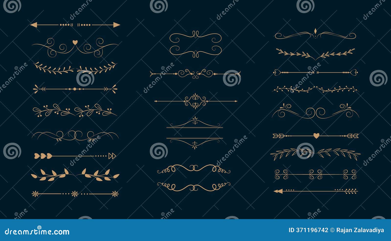 Line Separators Set. Fancy Dividers. Flourishes Elegant Decorative ...