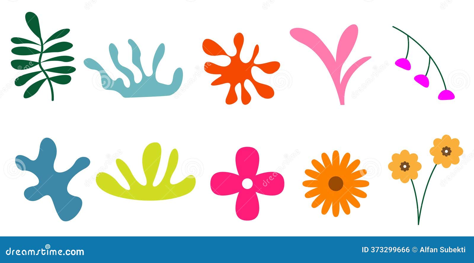 Colorful Organic Shapes Seamless Pattern Set With Geometric Nature ...