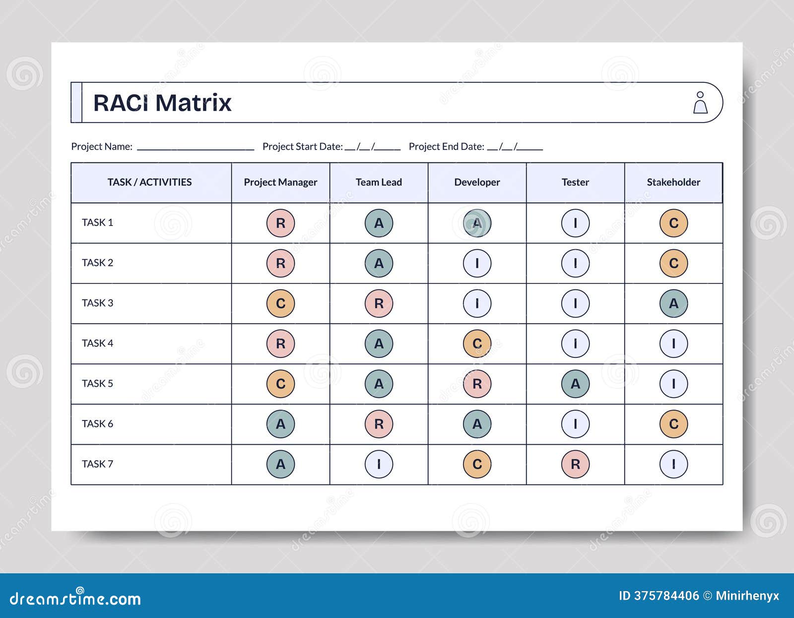 Raci Matrix Chart. Business With Accountable Assignment And Marketing ...