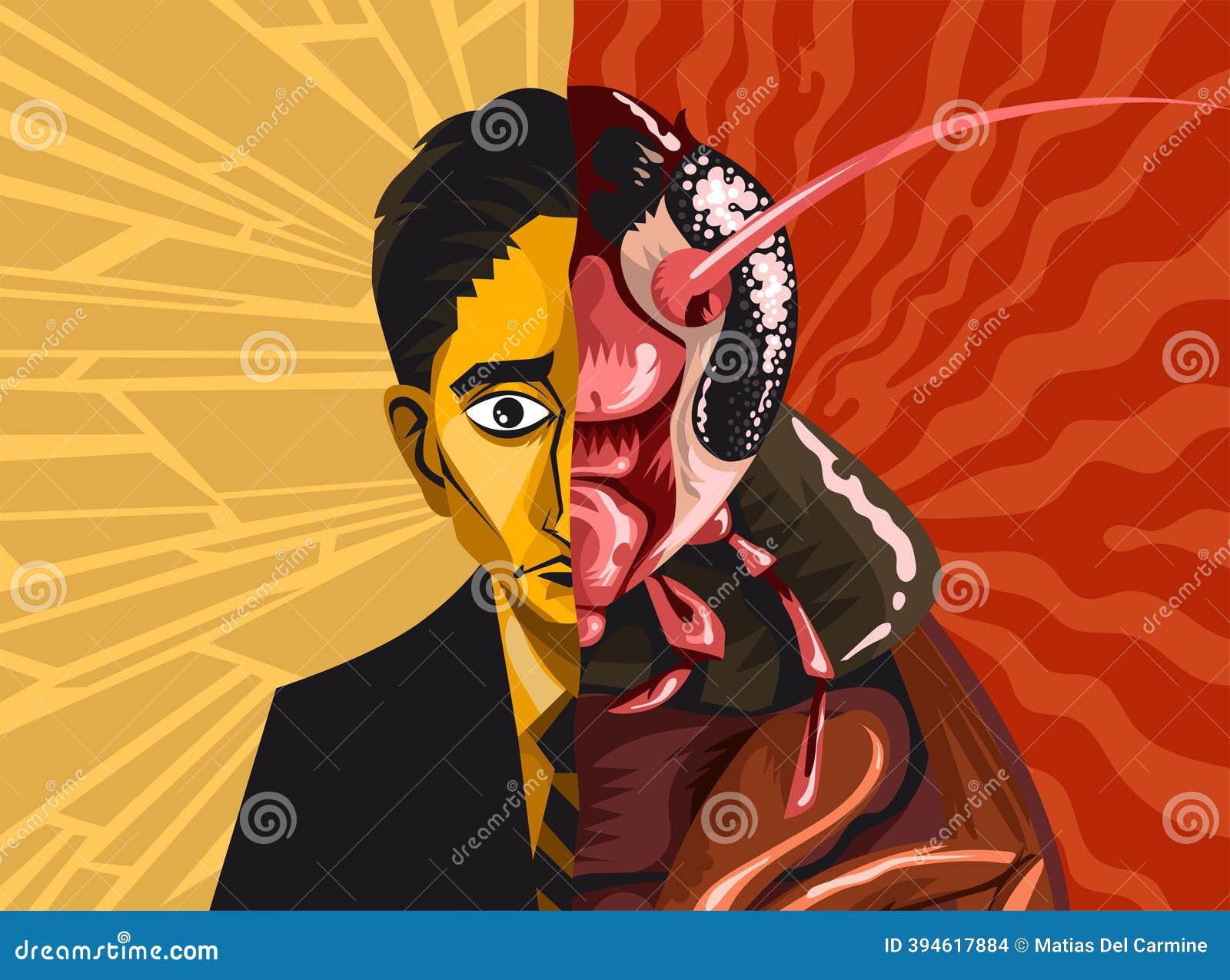 Metamorphosis Sad Cockroach On Bed Royalty-Free Illustration ...