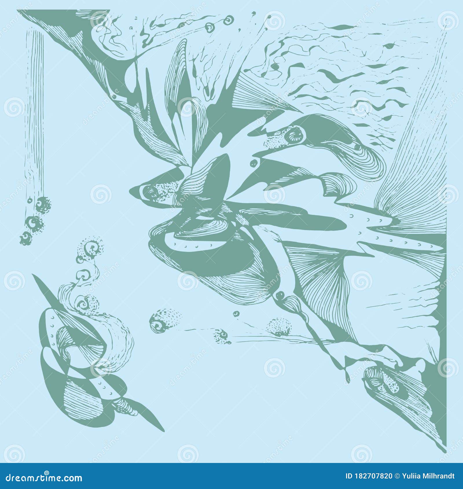 Abstract Composition with Curved Lines. Background Hand Drawn ...