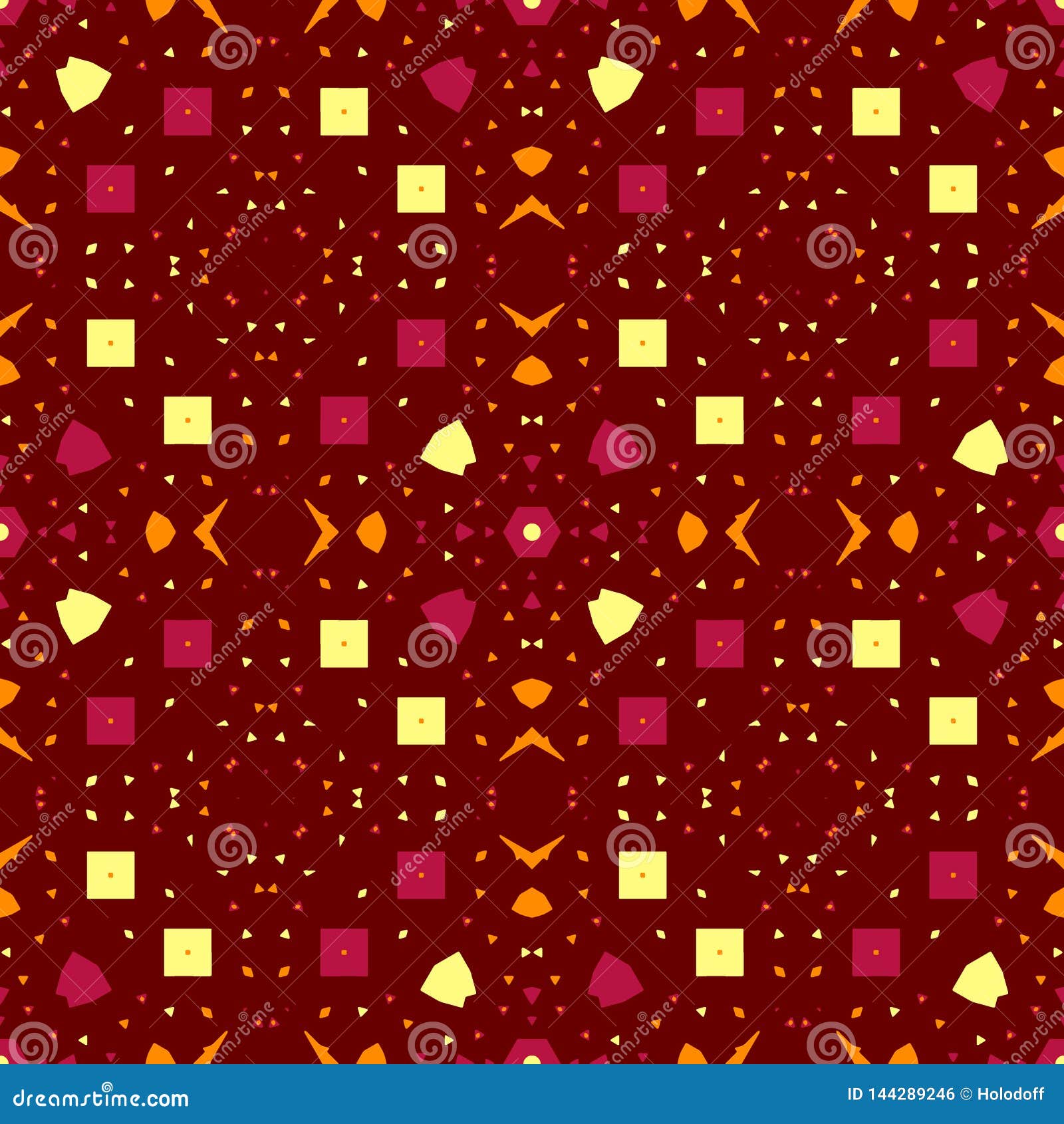 Crimson Tribal Bohemian Patchwork Seamsess Pattern Royalty Free