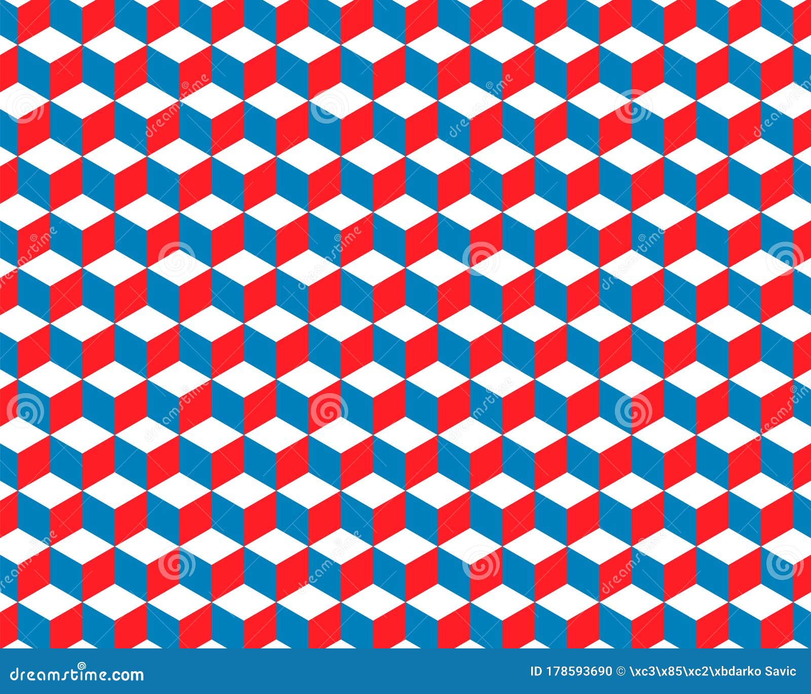 Abstract Geometric Cube Red Blue White Pattern, Vector Background ...
