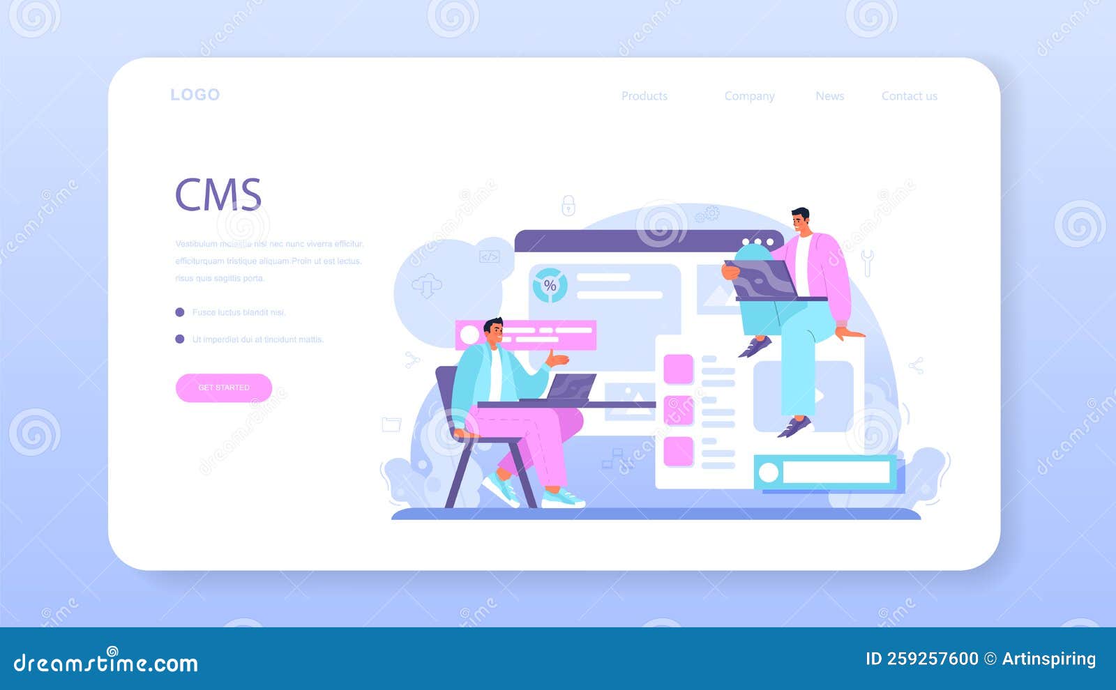 Web Administrator Web Banner or Landing Page. Content Management Stock ...